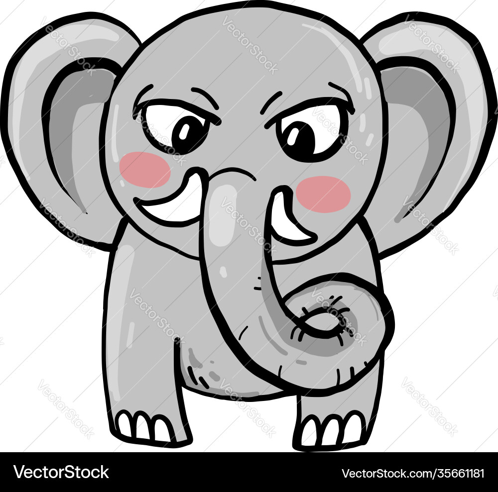 Angry elephant on white background Royalty Free Vector Image