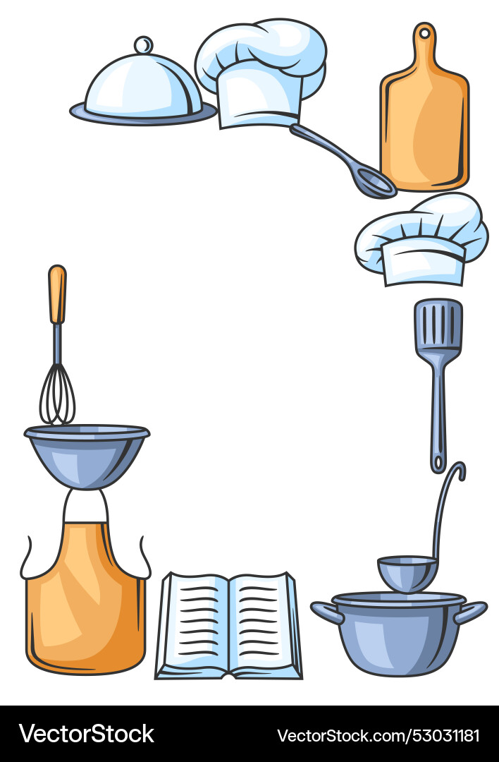 Background with kitchen utensils cooking tools Vector Image