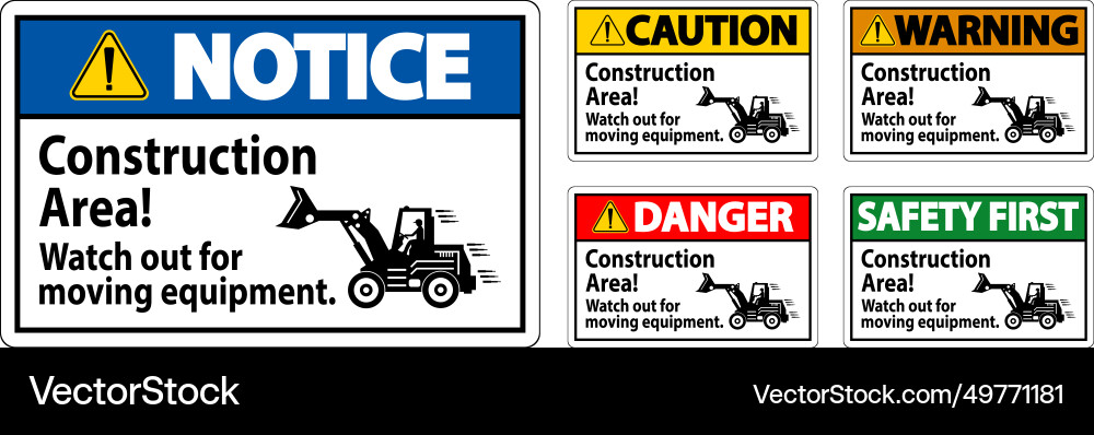 Caution sign construction area watch out Vector Image