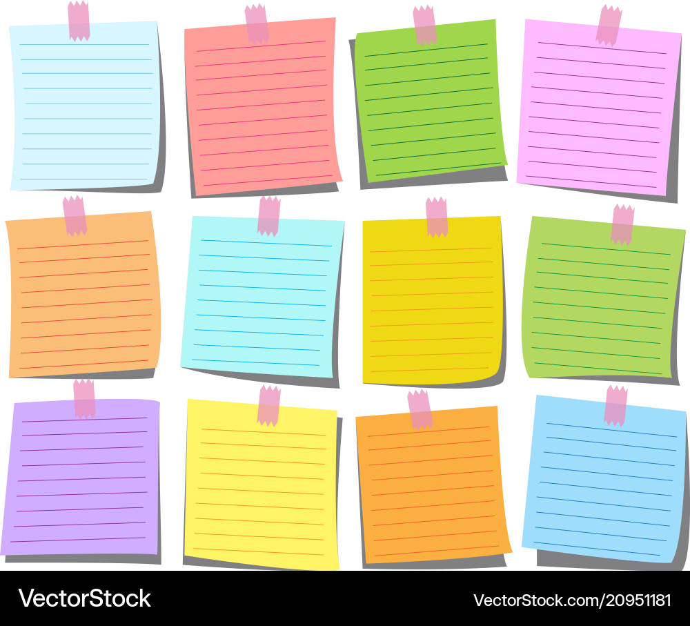 Colorful note paper set Royalty Free Vector Image