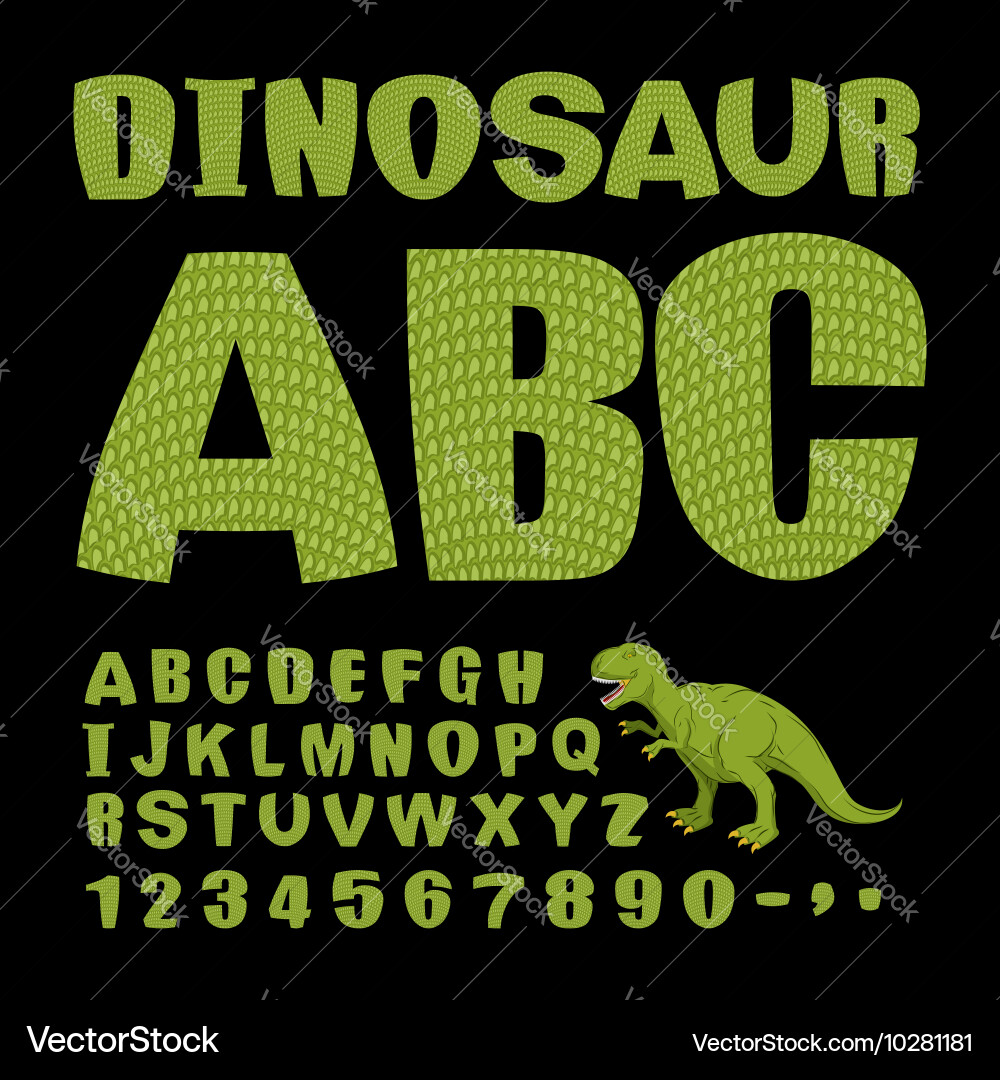 Dinosaur Alphabet - Prehistoric Reptile Font Vector Image