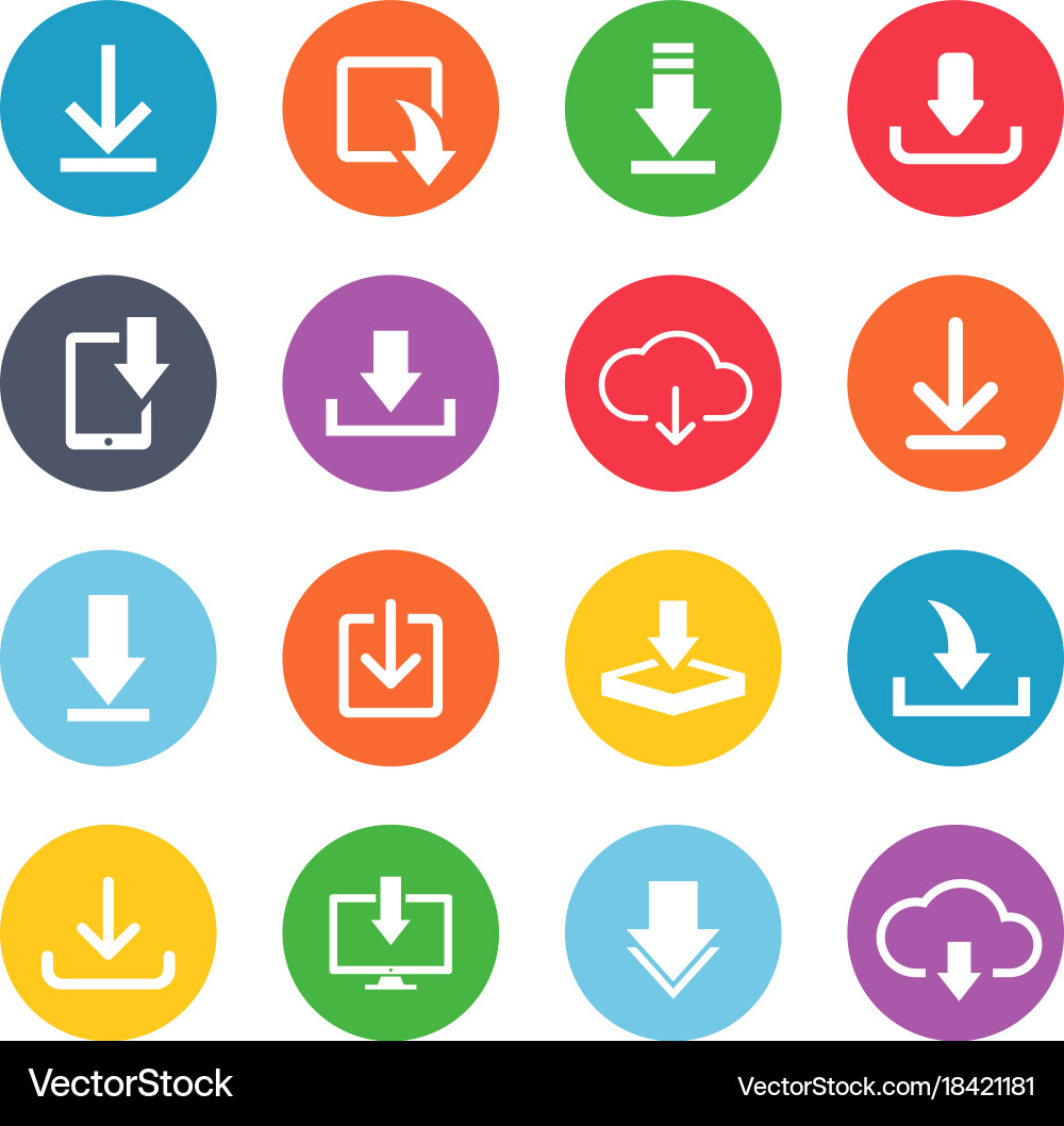 Download button icon set Royalty Free Vector Image