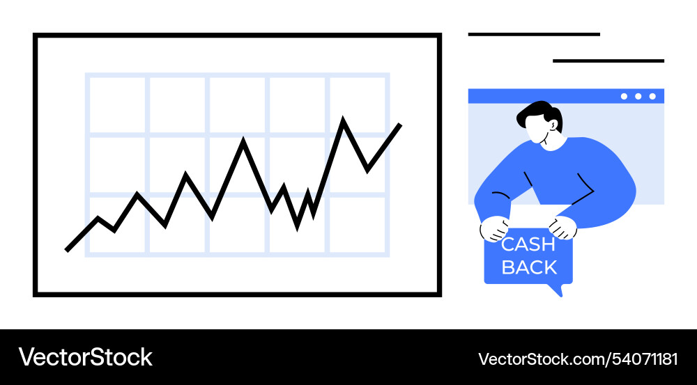 Financial growth chart with cashback reward Vector Image
