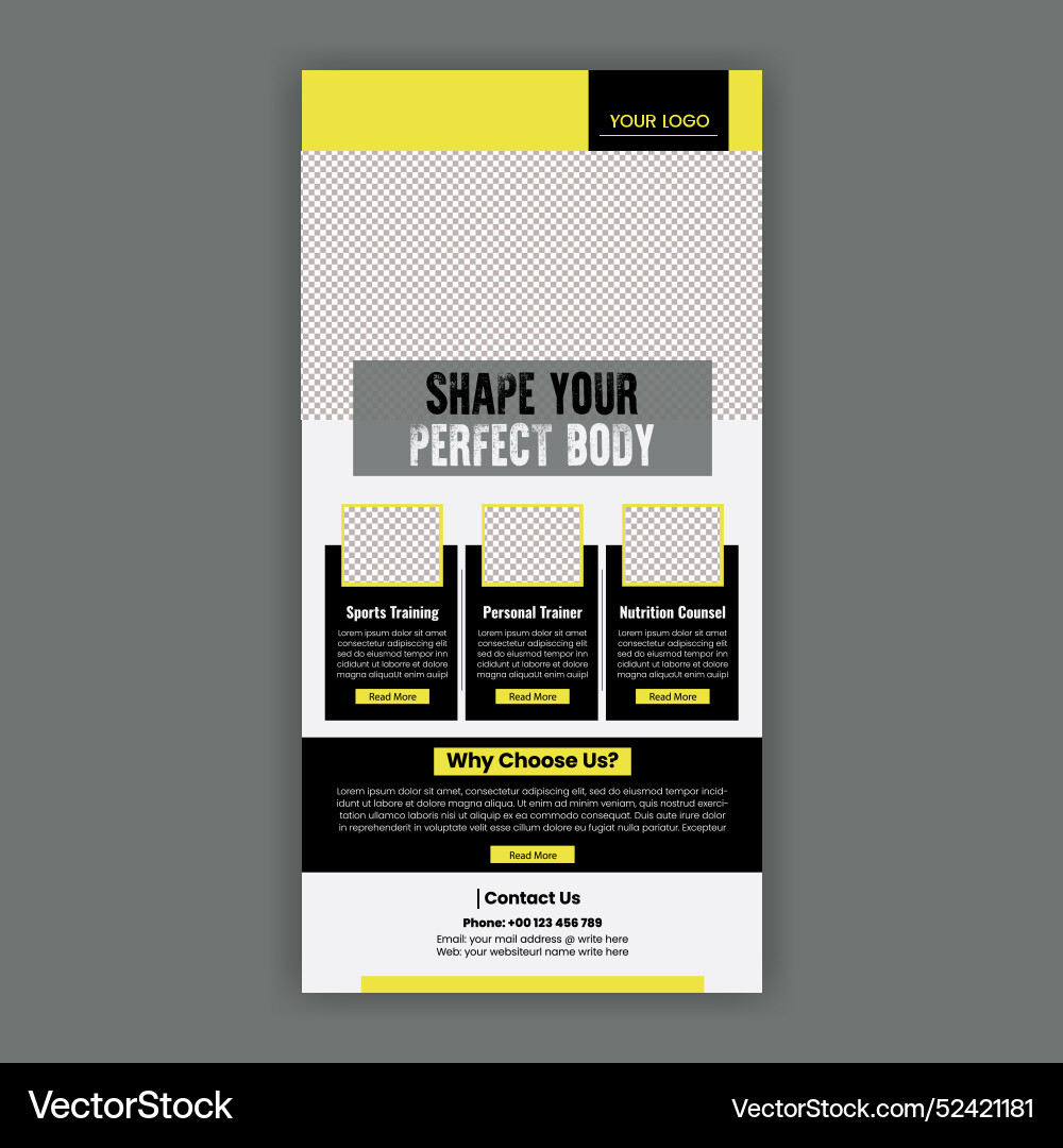 Fitness communication email newsletter template Vector Image