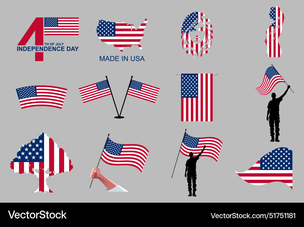Flag of usa set Royalty Free Vector Image - VectorStock