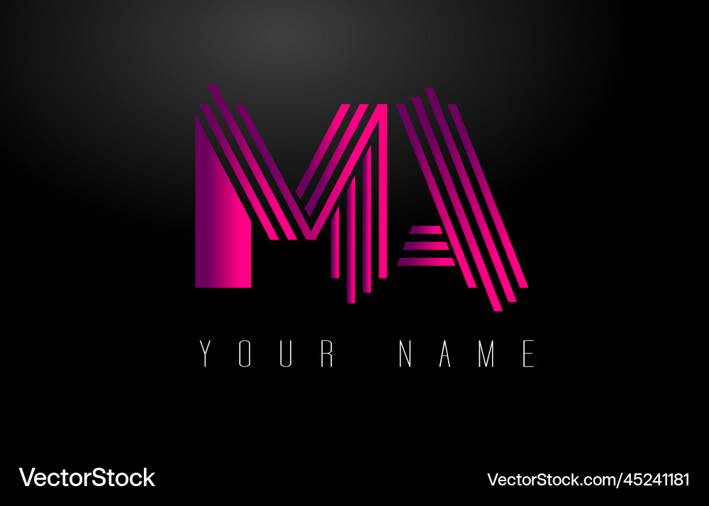 Ma magenta lines letter logo creative line Vector Image