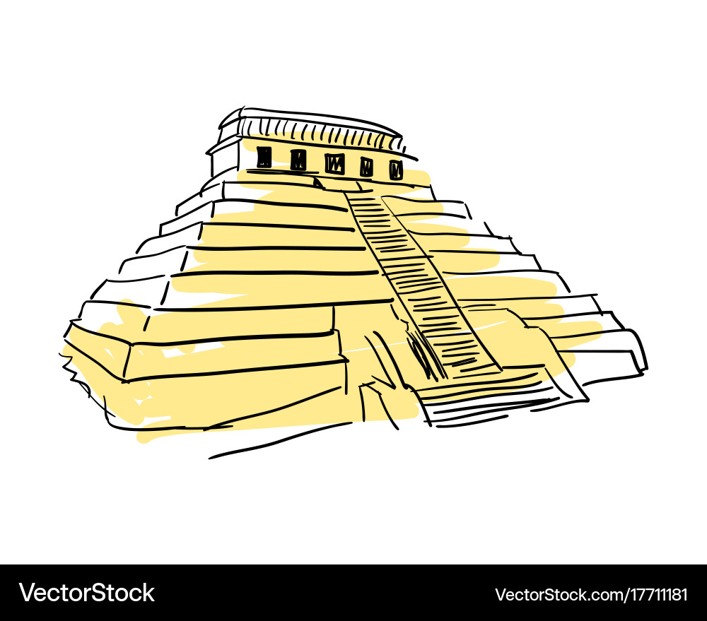 Pyramid kukulkan hand drawn icon Royalty Free Vector Image
