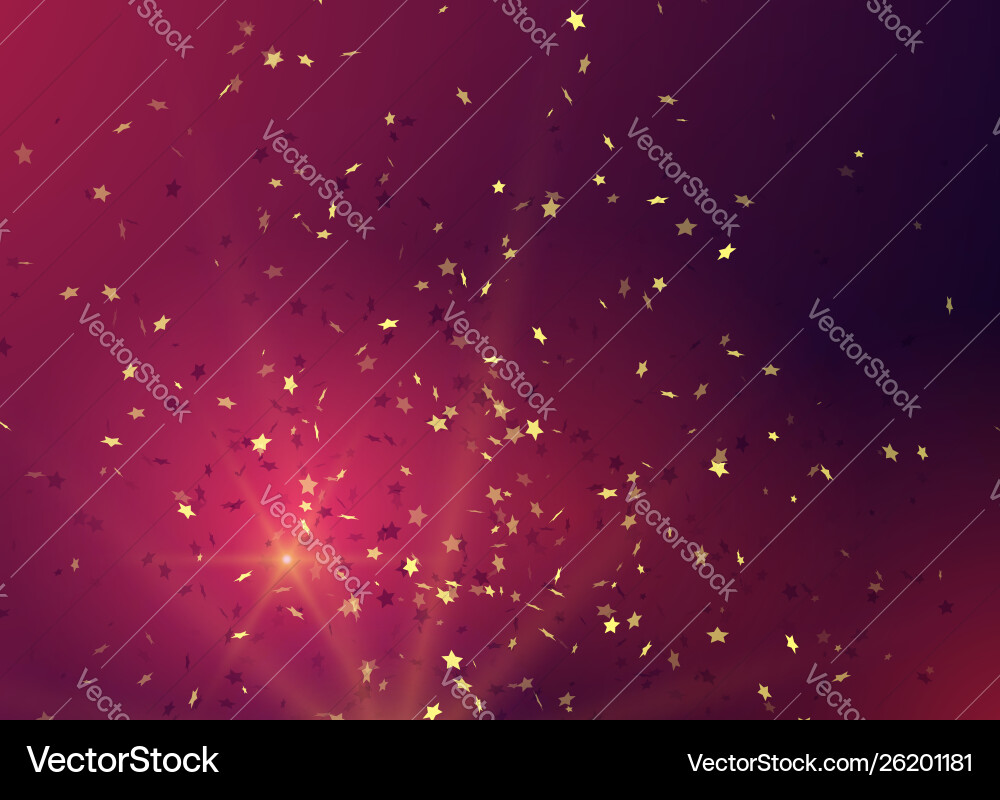 Red background with gold glitter and star shaped Vector Image