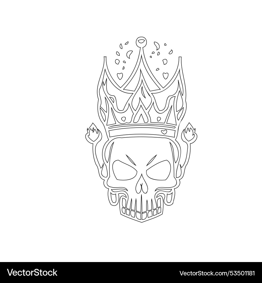 Skull crown outline sketch Royalty Free Vector Image