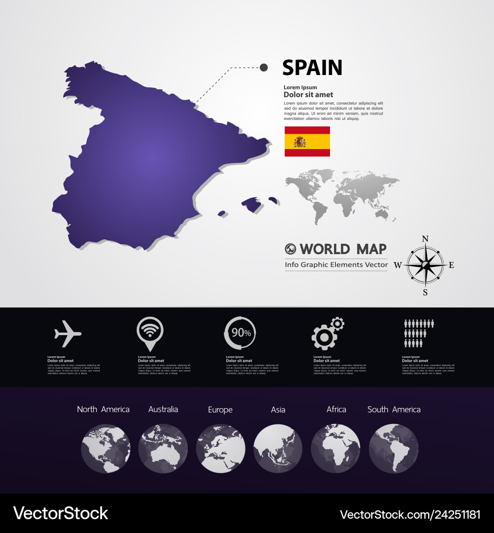 Spain map Royalty Free Vector Image - VectorStock