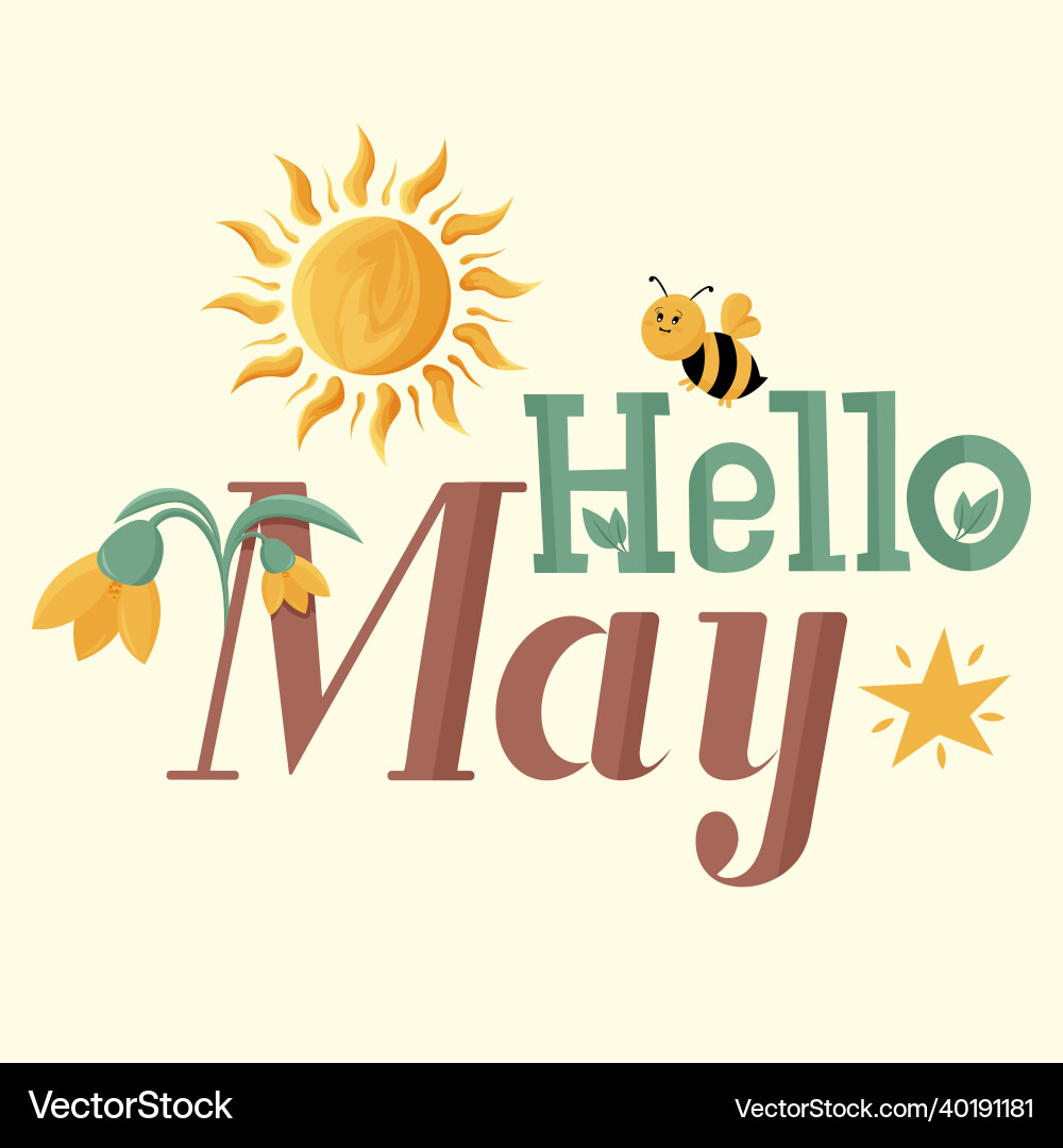 Sunny May Flowers with Bee Royalty Free Vector Image