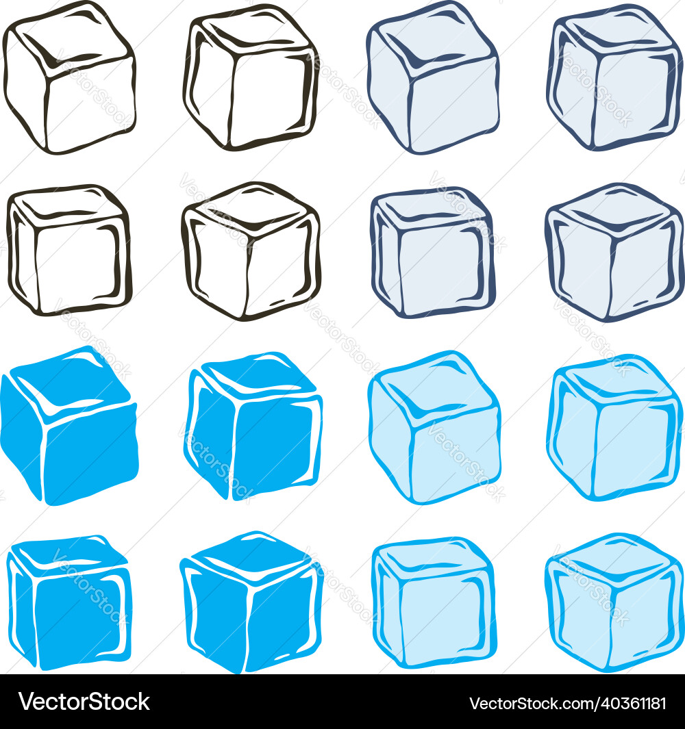 Transparent ice cube chunks Royalty Free Vector Image