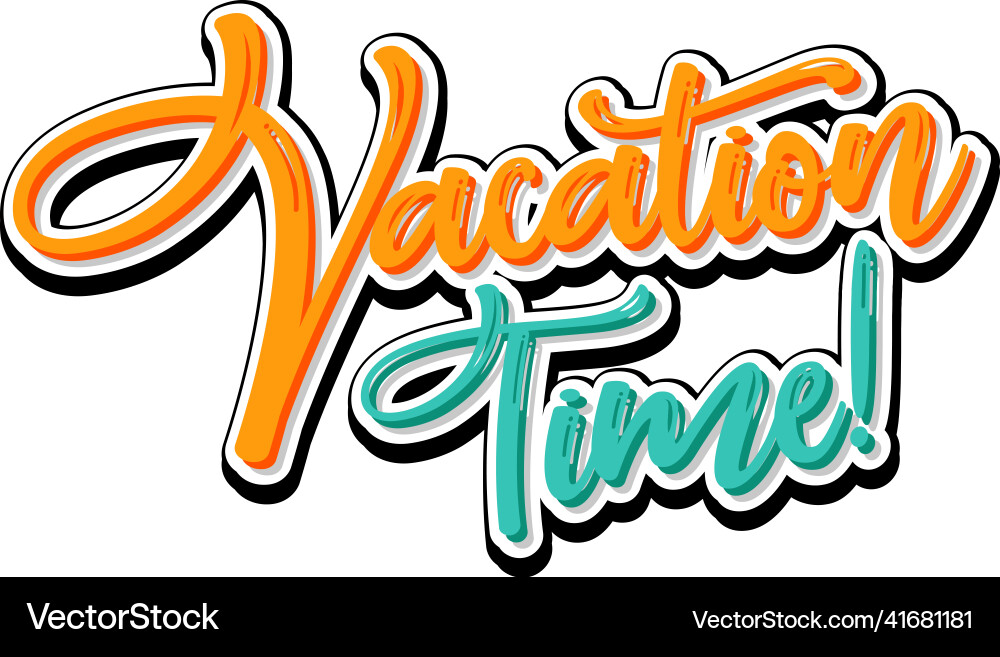 Vacation time text icon on white background Vector Image