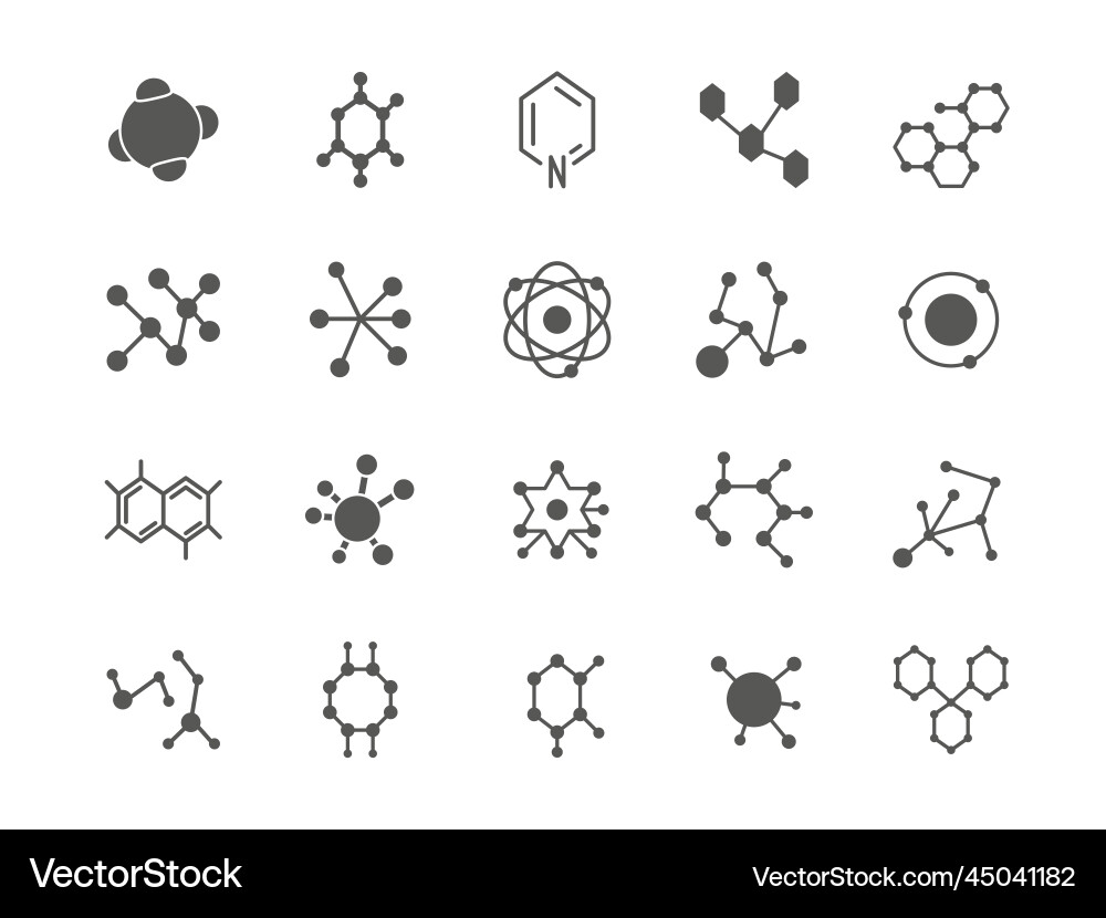 Chemical icons molecular formula atoms structure Vector Image