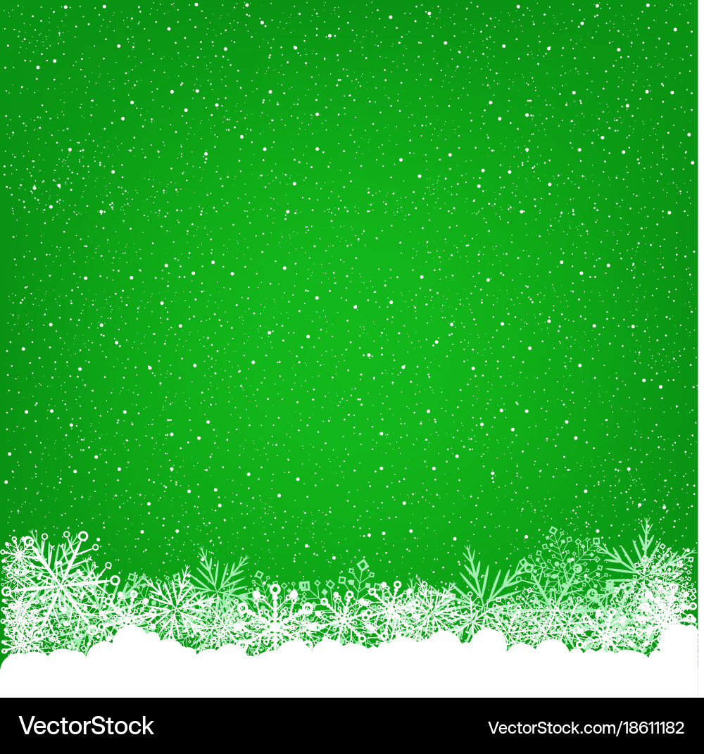 Christmas snowfall green background Royalty Free Vector