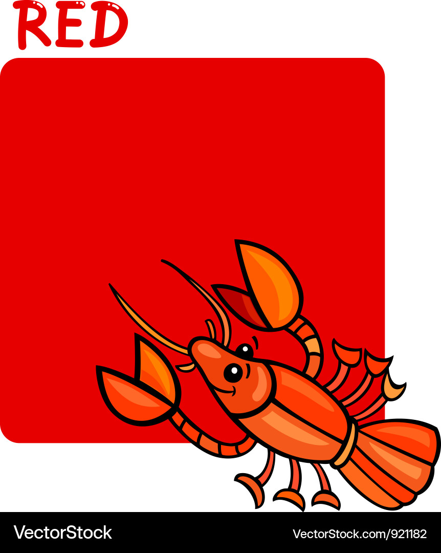 Color red and crayfish cartoon Royalty Free Vector Image