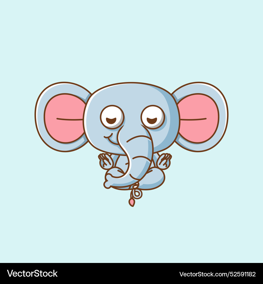 Cute elephant meditation yoga kawaii chibi Vector Image