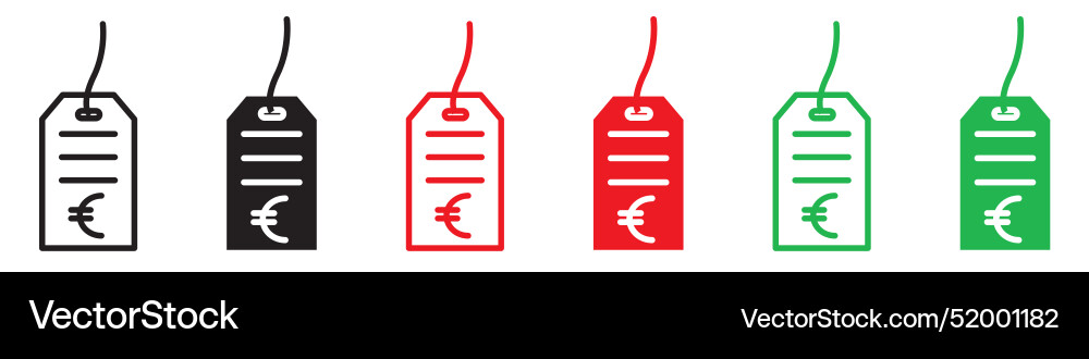 Euro tag icon line art Royalty Free Vector Image
