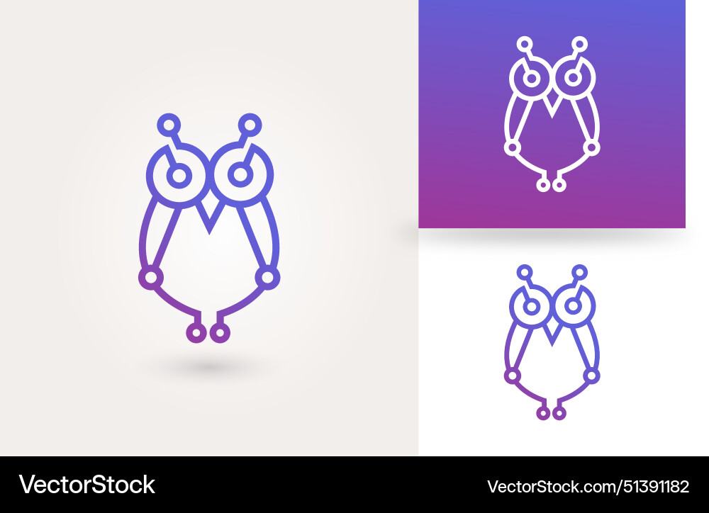 Owl technology and information logo design Vector Image
