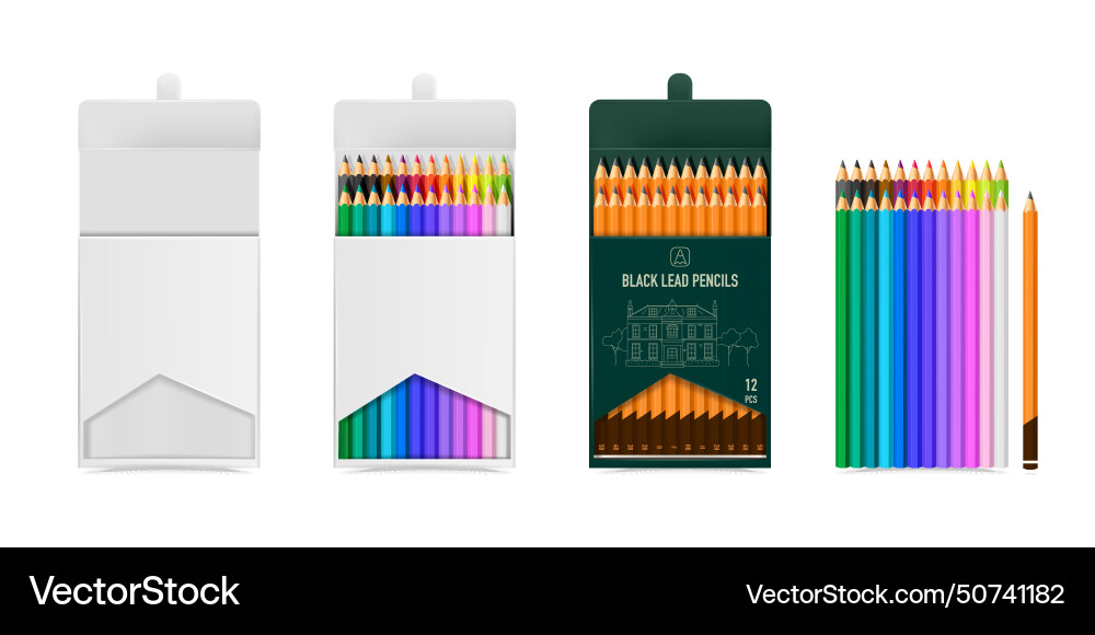 Pencils packaging templates Royalty Free Vector Image