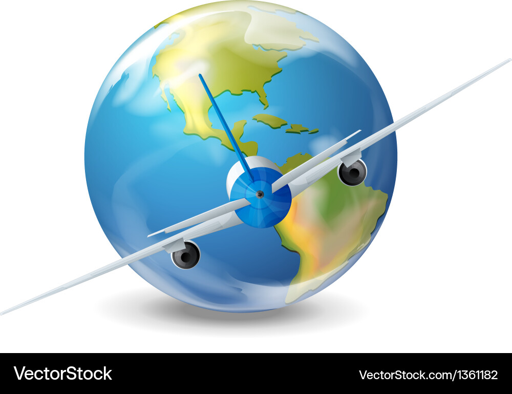 Plane Over Earth Royalty Free Vector Image - VectorStock