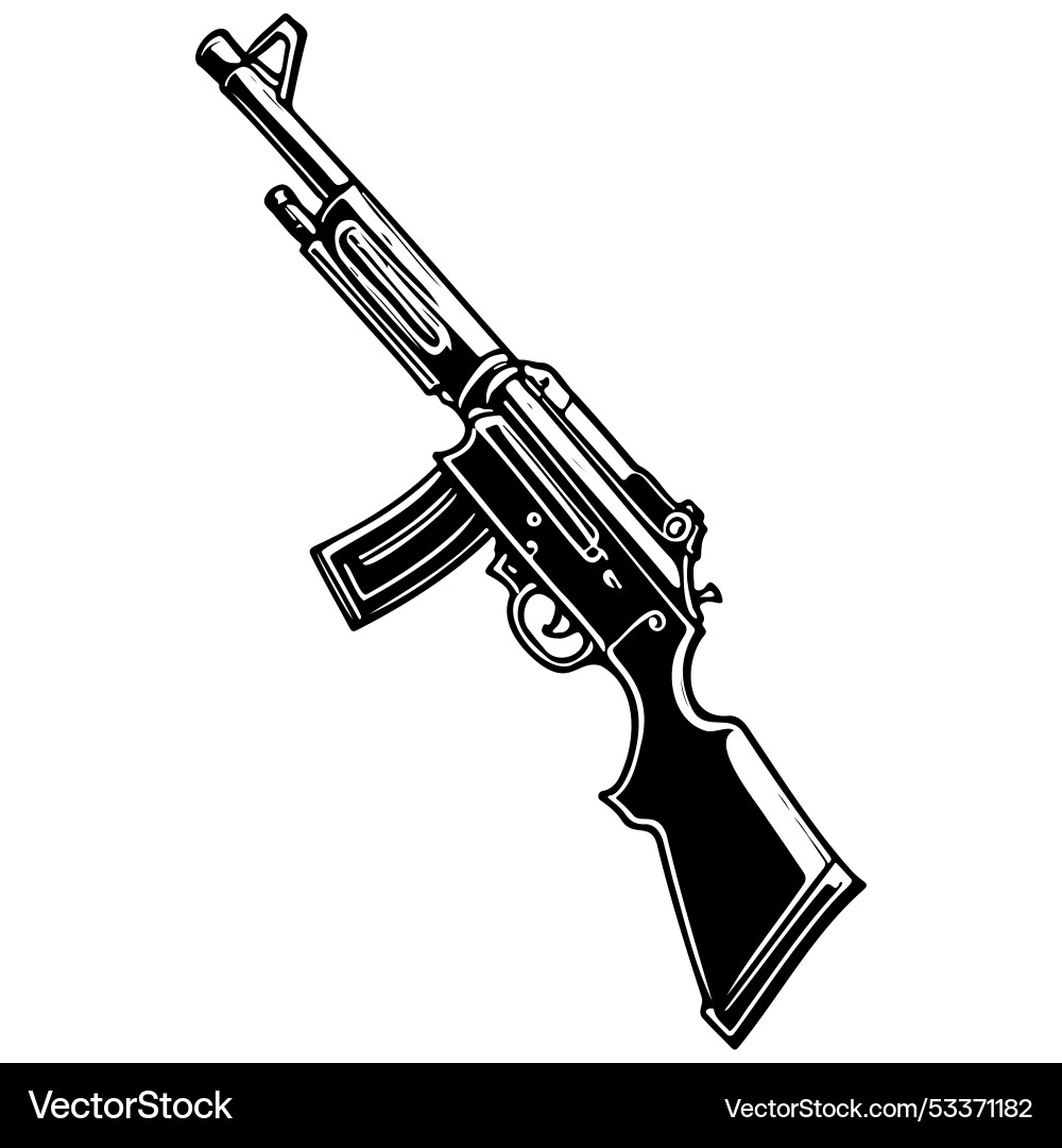 Rifle hand drawn line transparent background Vector Image