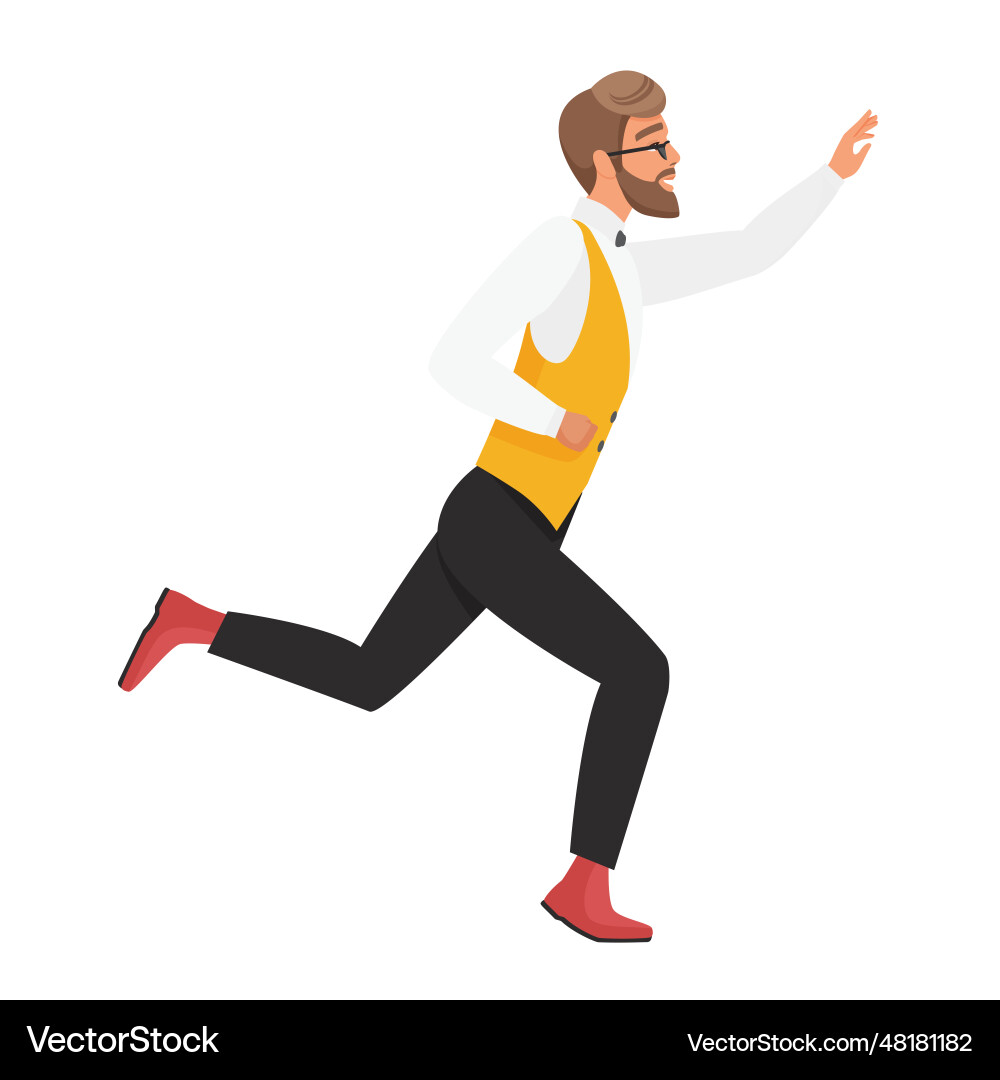 Running hipster man Royalty Free Vector Image - VectorStock