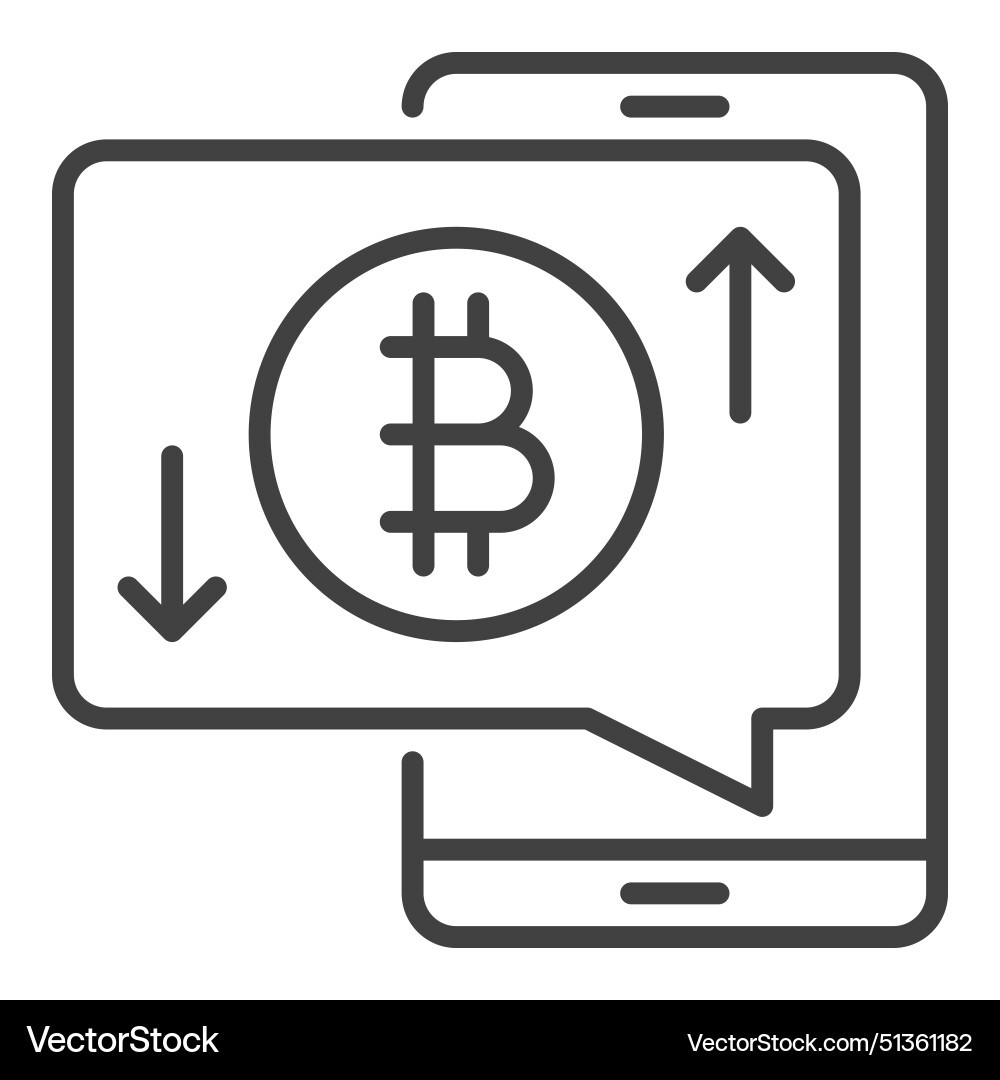 Smartphone with bitcoin sign crypto phone outline Vector Image