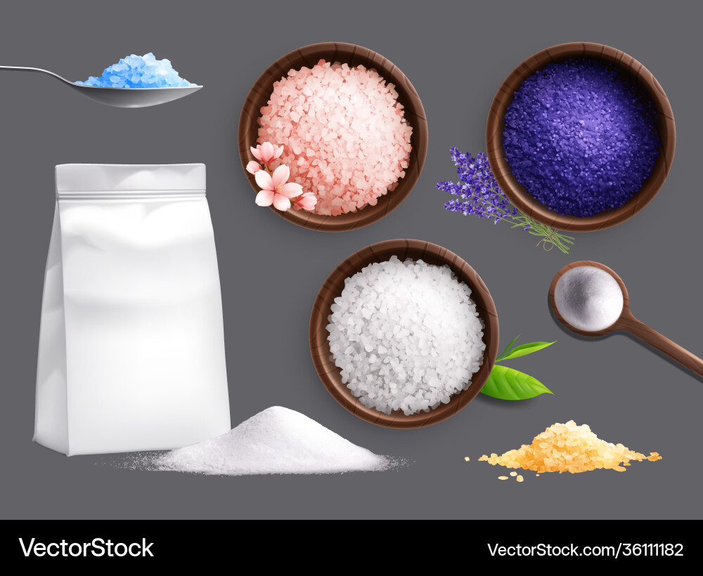 Spa salt realistic collection Royalty Free Vector Image