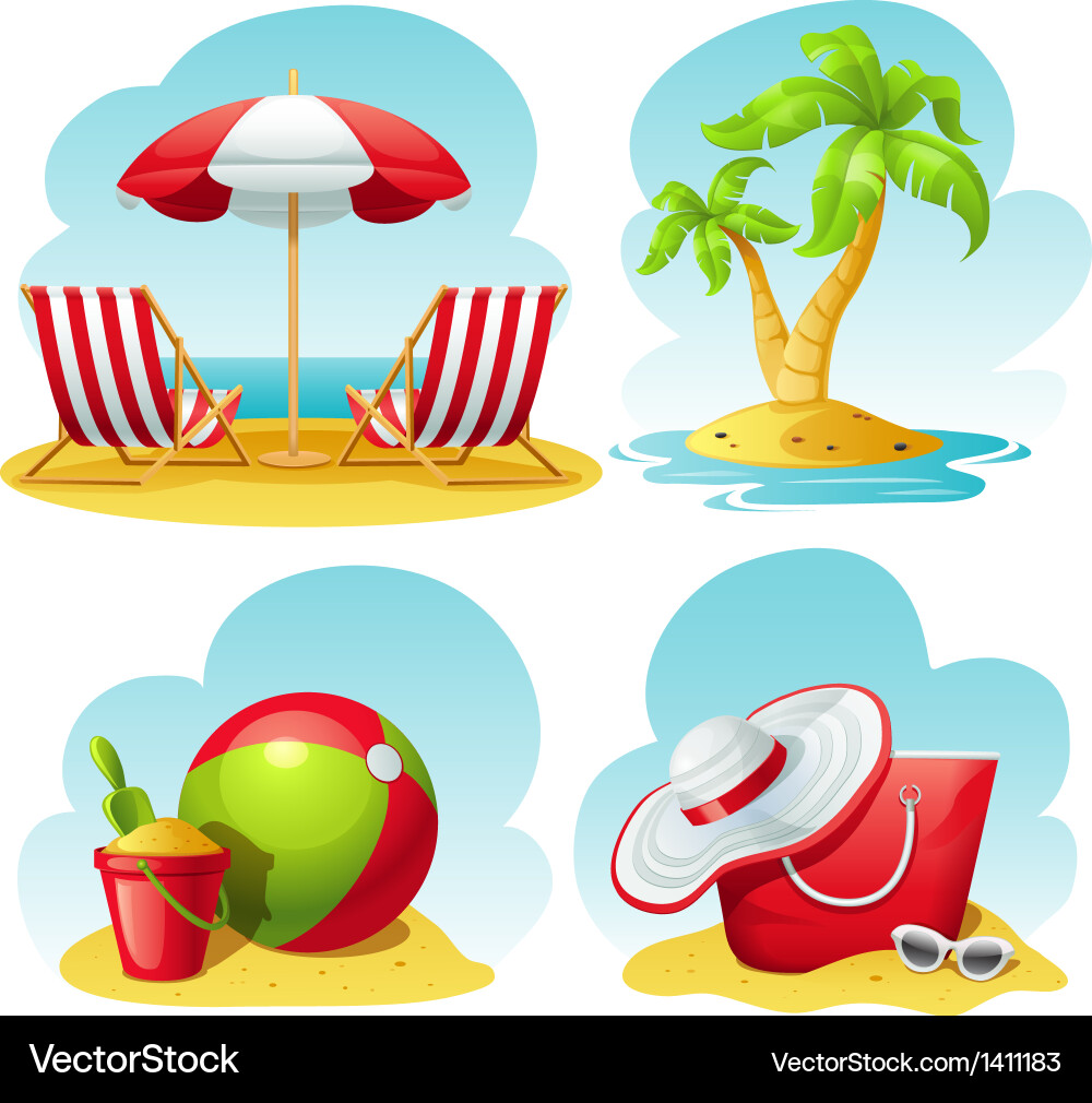 Beach Icon Collection Royalty Free Vector Image