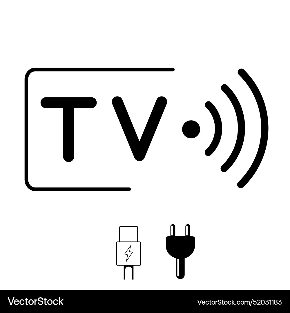 Broadcast tv usb cable wifi sign symbol icon Vector Image