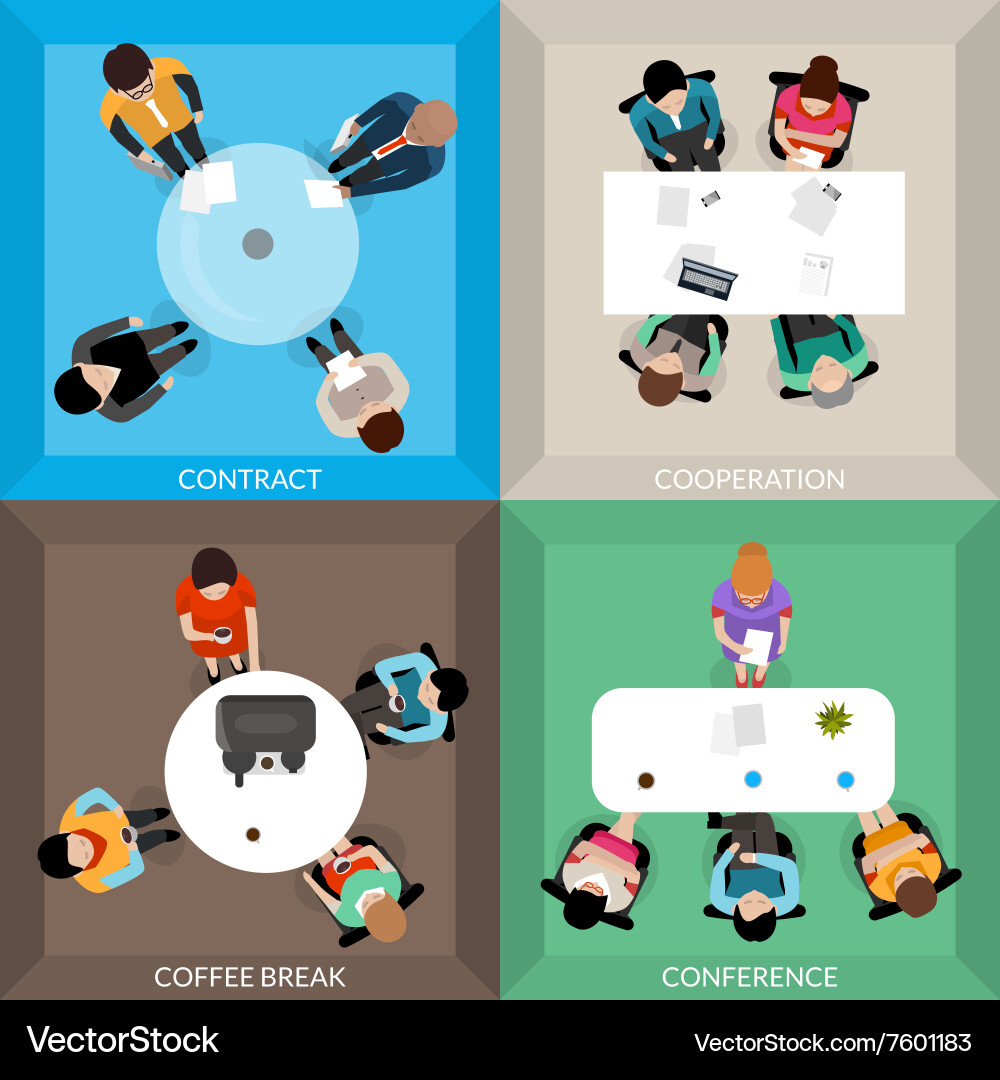 Business-Kommunikation Top-View-Set Lizenzfreier Vektor