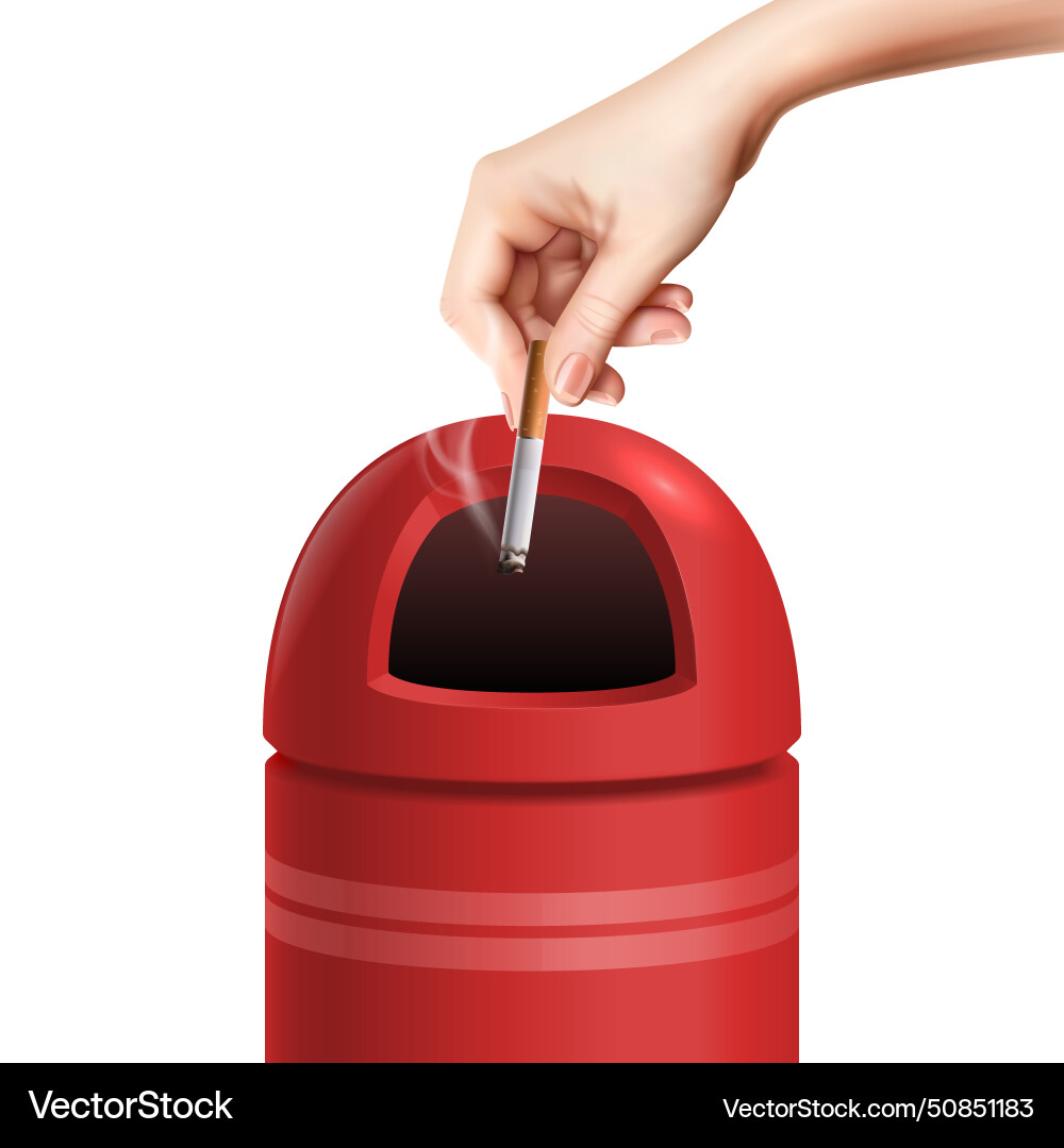 Cigarette trash bin composition Royalty Free Vector Image