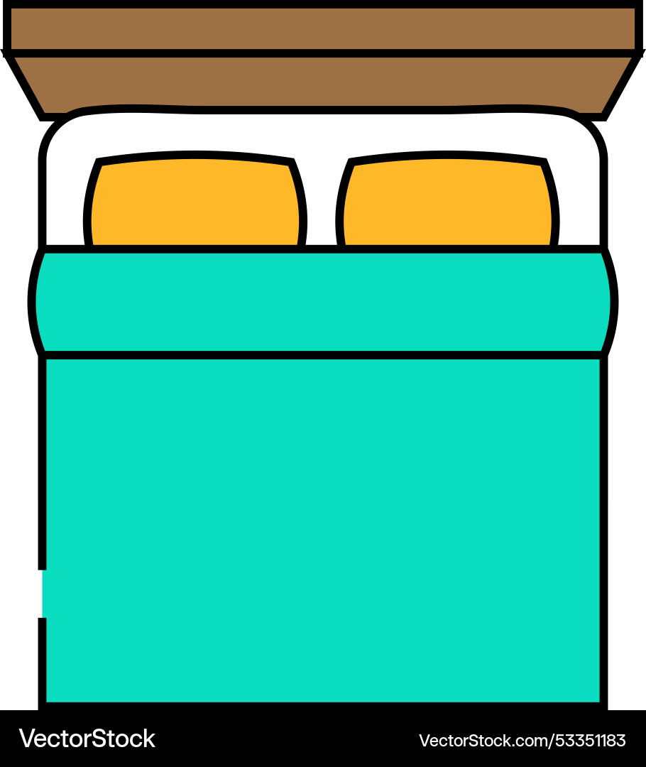 Double bed top view icon color Royalty Free Vector Image