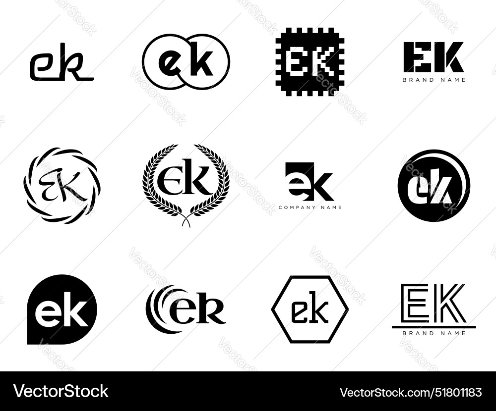 Ek logo company template letter e and k logotype Vector Image