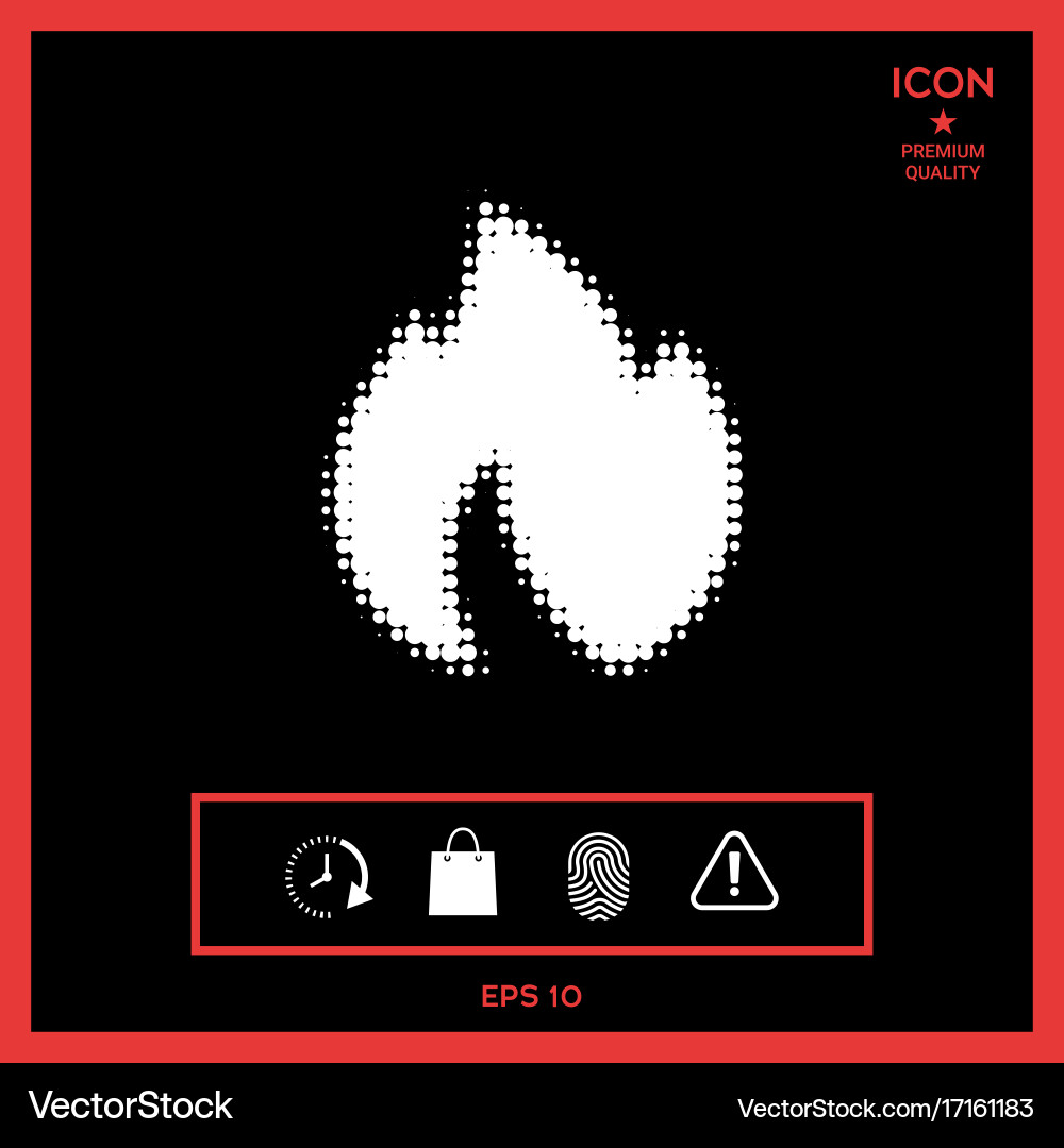 Fire flame - halftone logo Royalty Free Vector Image