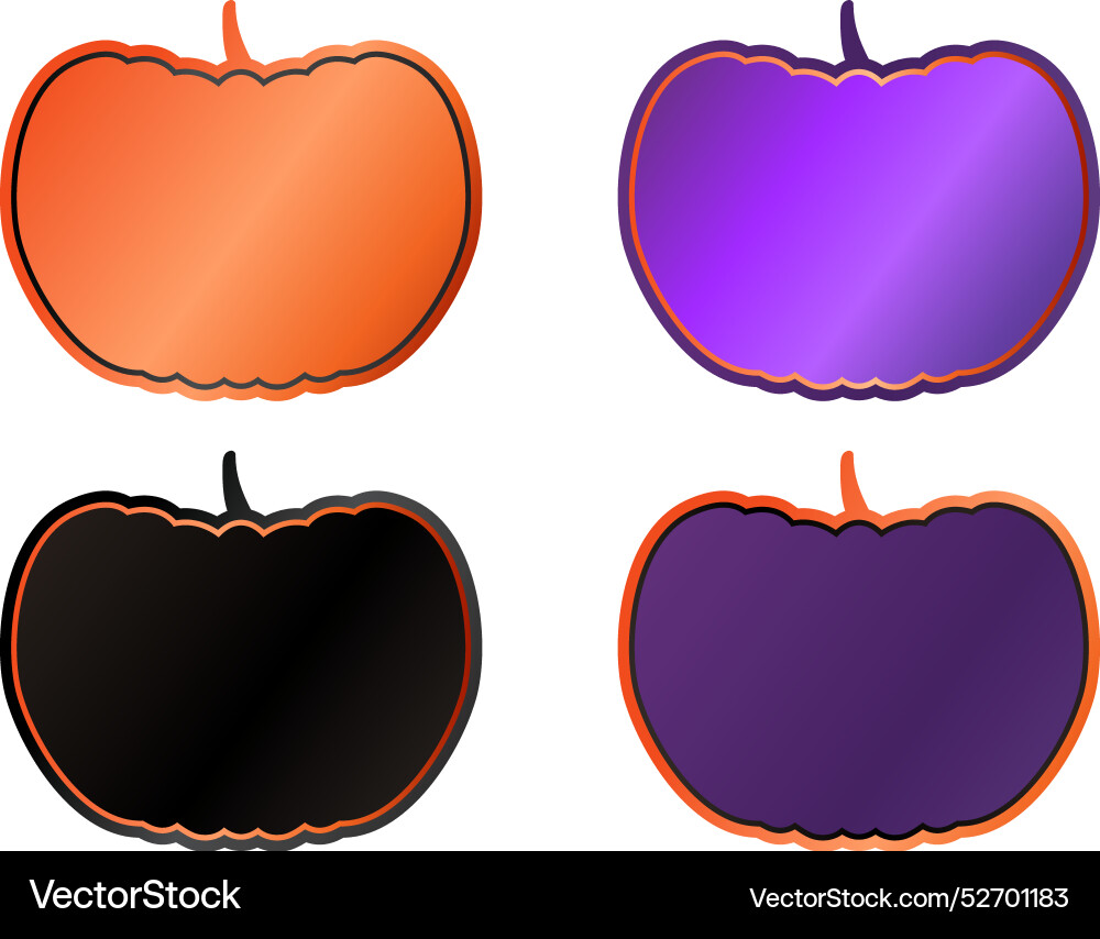 Halloween pumpkin labels with metallic gradients Vector Image