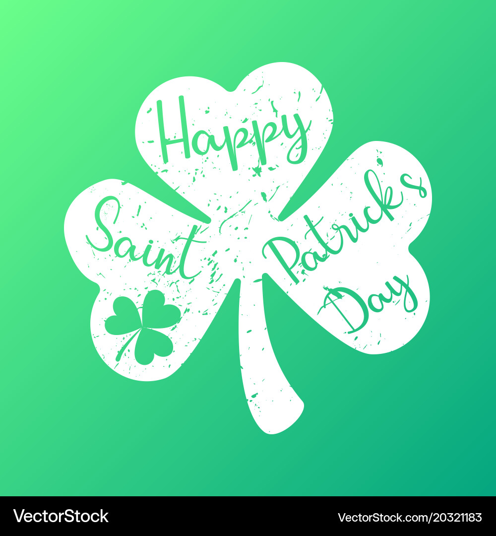 Happy saint patricks day text in shamrock Vector Image