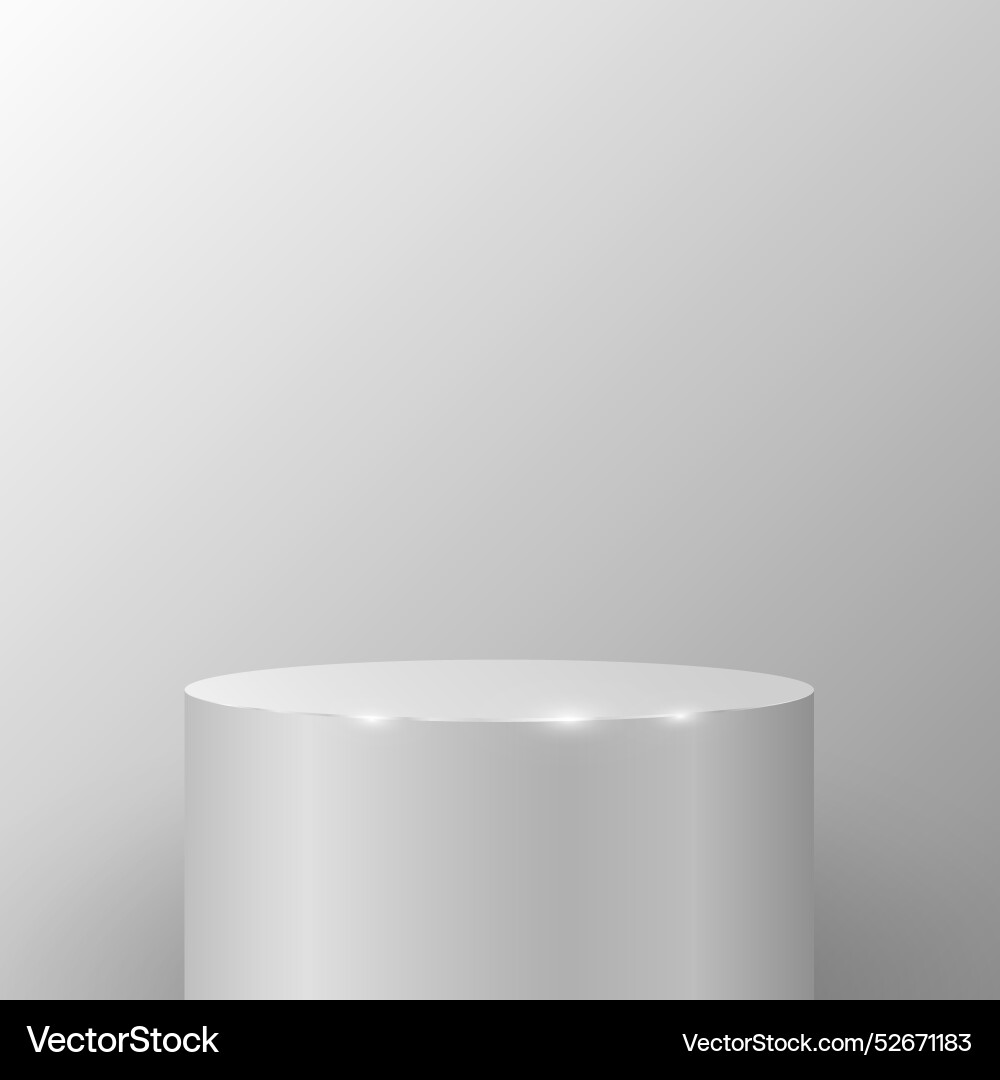 Realistic round pedestal against a light wall Vector Image