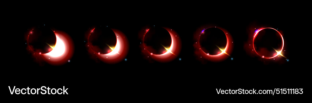Red space solar eclipse light glow in galaxy Vector Image