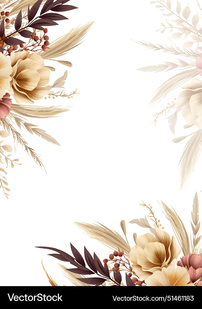 Rustic floral frame border for invitation Vector Image