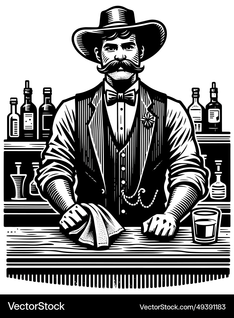 Wild west bartender Royalty Free Vector Image - VectorStock