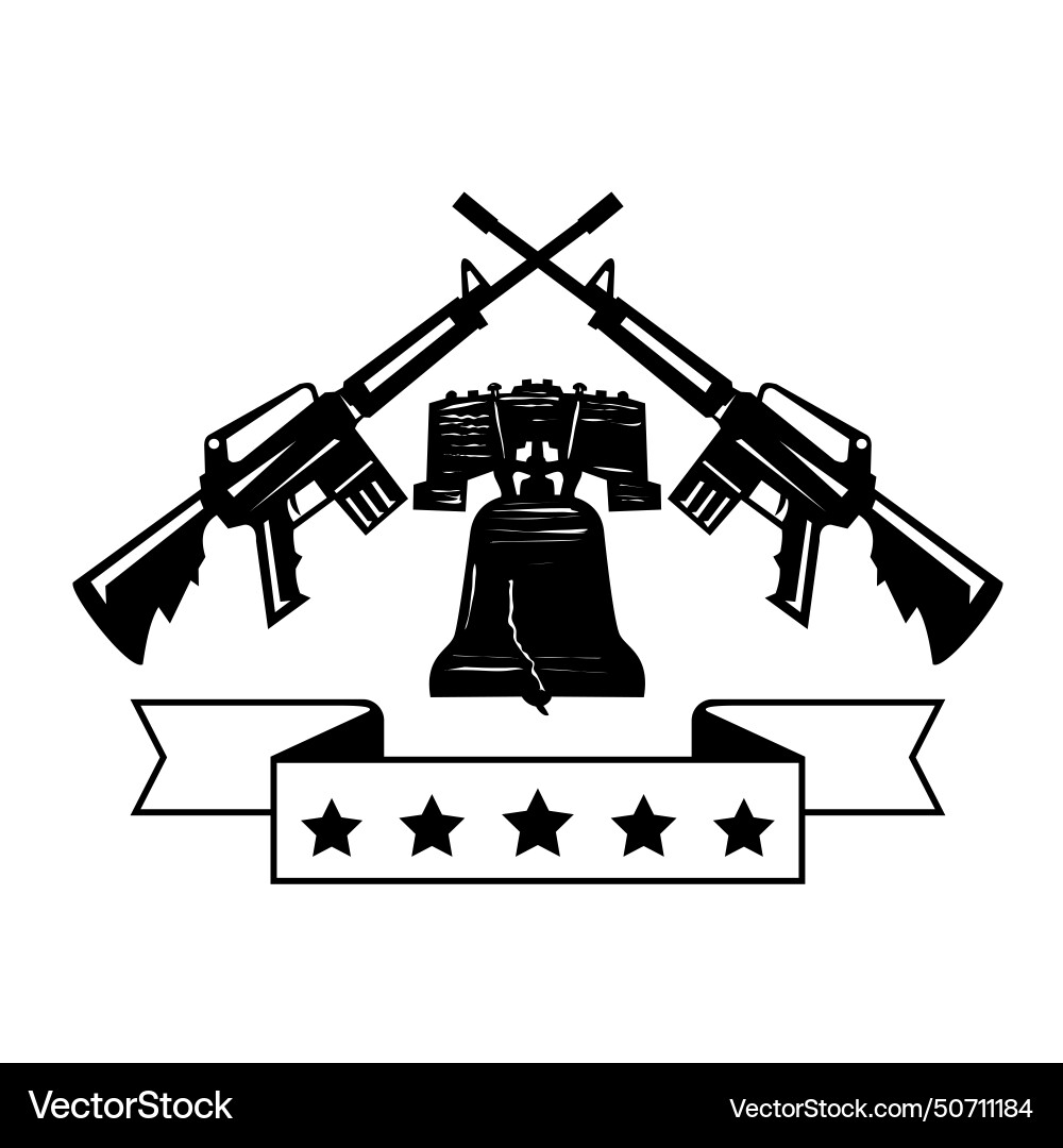 Assault rifle with the liberty bell or old state Vector Image