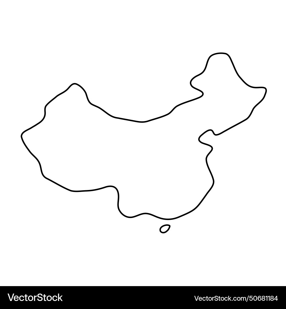China simplified outline map Royalty Free Vector Image
