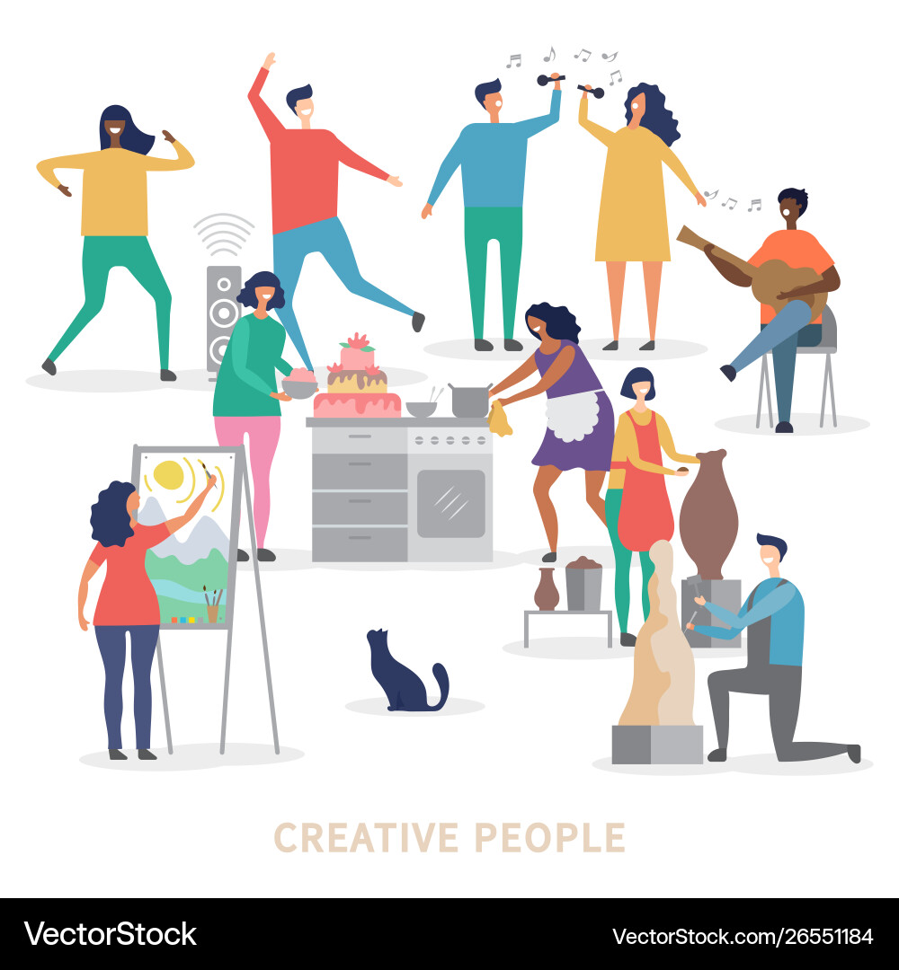 Creative people characters group Royalty Free Vector Image
