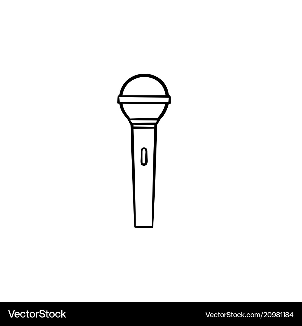 Hand-Drawn Microphone Outline Icon Royalty Free Vector Image