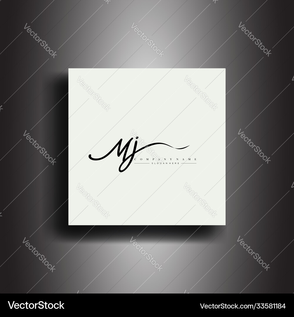 Mj signature style monogramcalligraphic lettering Vector Image