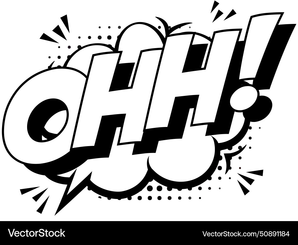 Ohh text black white color pop art style Vector Image