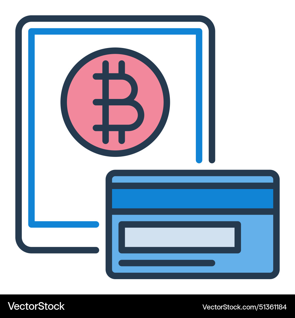 Tablet and credit card - bitcoin exchange Vector Image