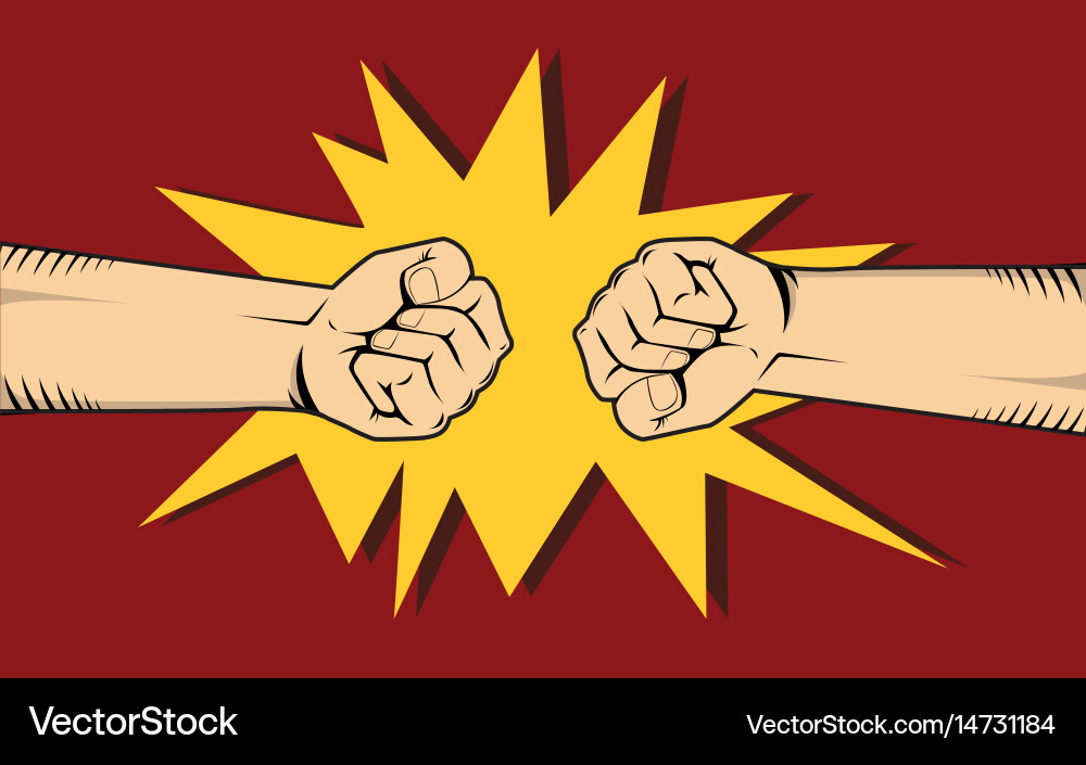 Two hand fighting or clashes fight Royalty Free Vector Image